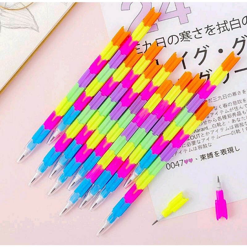 Stackable Pencil Rainbow Building Blocks with Eraser (Magic Pencil ...
