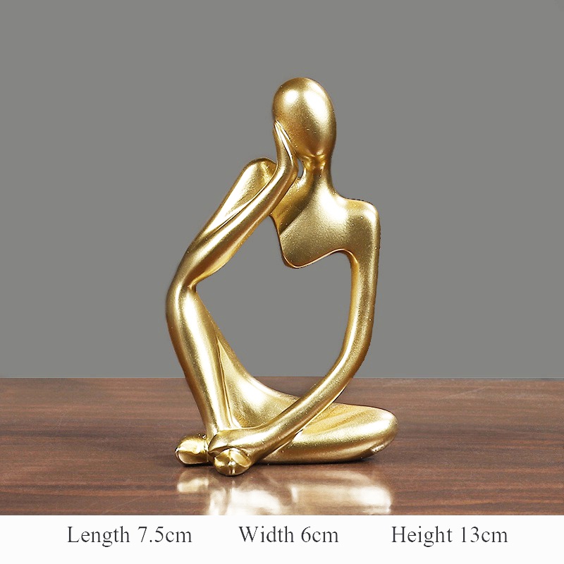 Thinker Sculpture Figurine Home Decor Statues Modern Bookcase Decor ...