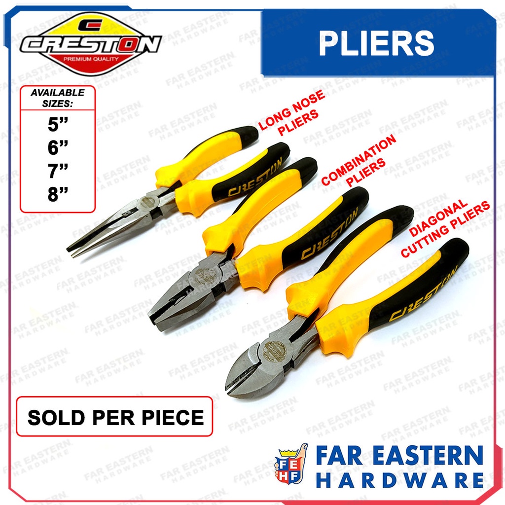 CRESTON Combination Pliers | Diagonal Cutting Cutter | Long Nose CRHT ...