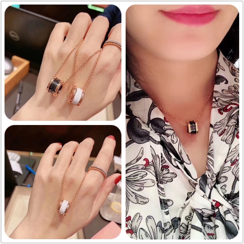 Necklace with 18 Kt Rose Gold Chain and with Black Ceramic Pendant ...