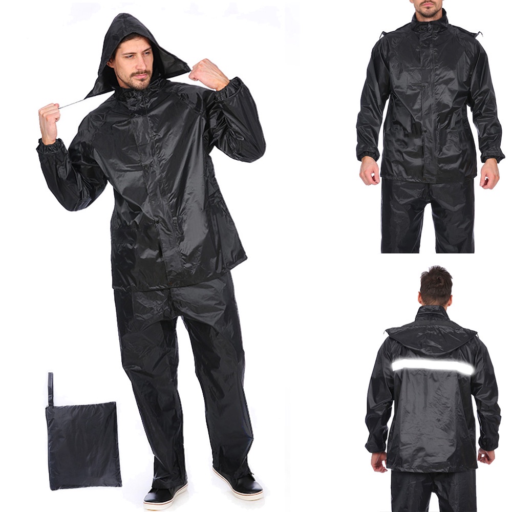 Black Terno Motorcycle Raincoat Kapote with Reflective Back Strip Motor ...