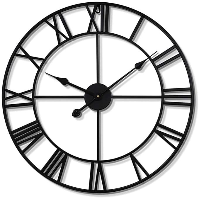 Large Roman Numeral Wall Clock Silent Non Ticking Battery Operated ...
