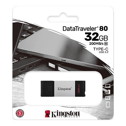 Kingston Flashdisk TYPE C 32GB - 200Mb/s USB 3.2 DataTraveler DT80 ...