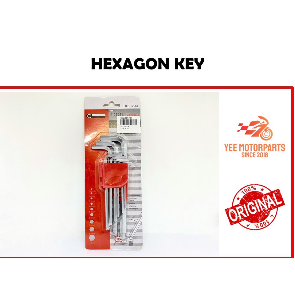 HEXAGON KEY 9PCS HEX ALLEN KEY SET L SHAPE UNIVERSAL | Shopee Philippines