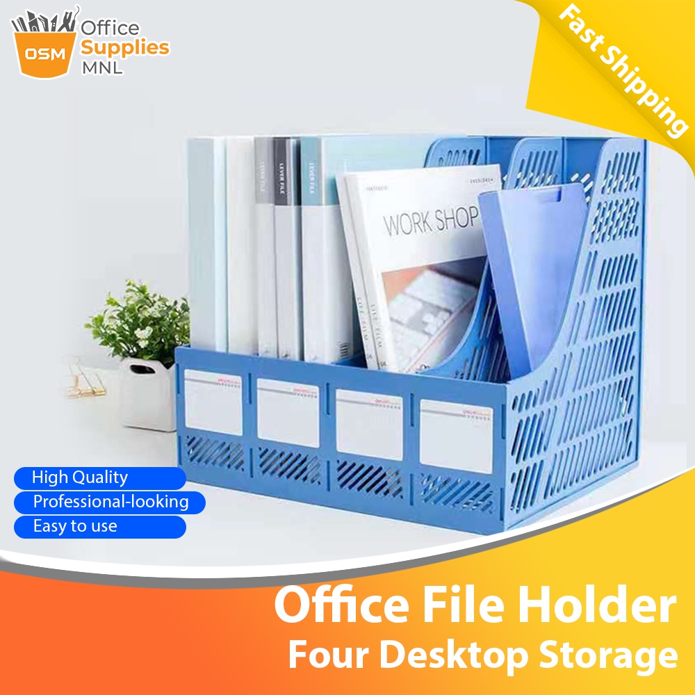 Office File Holder 4 Desktop Storage Blue | Shopee Philippines
