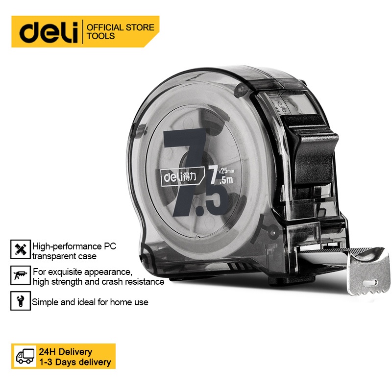 Deli Tape Measure 3mx16mm- 5mx19mm- 7.5mx25mm Portable Shrinking Ruler ...