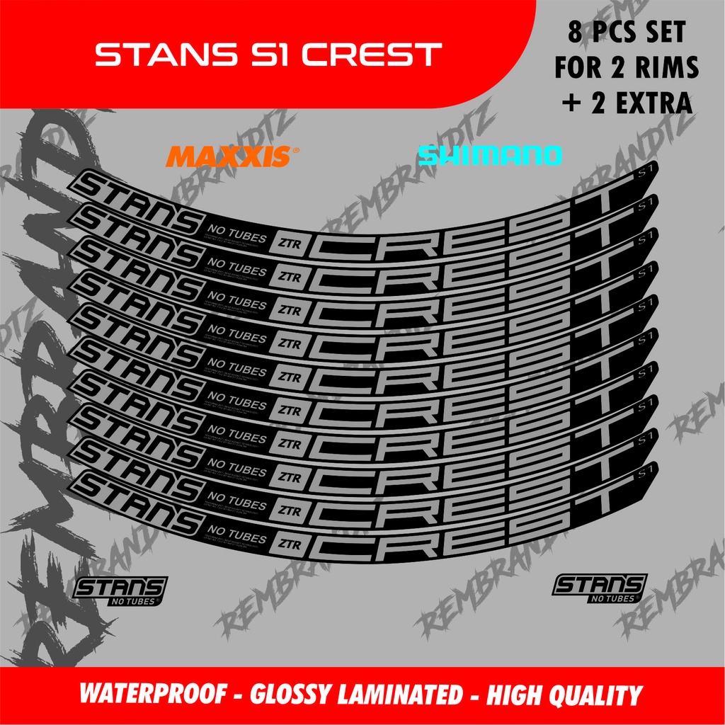 Bike rim decals set - Stans Crest S1 - 8 pcs - set for 2 rims ( for 26 ...