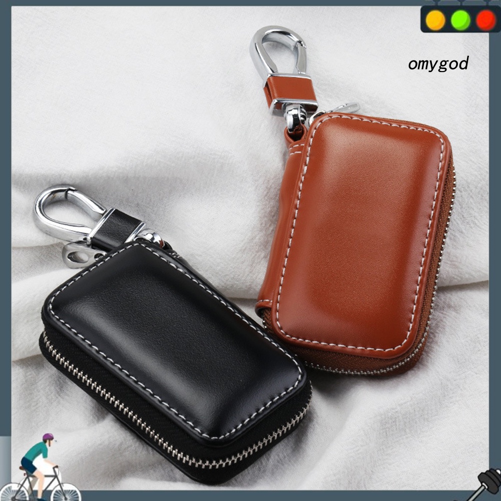 OMG-Stylish Genuine Leather Car Key Fob Case Cover Keychain Zipper Bag ...