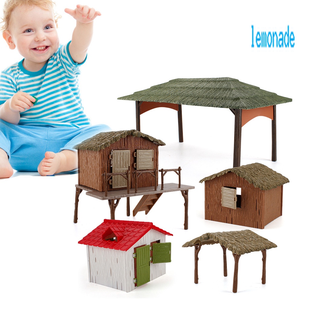 LeM Farm House Model DIY Assembly Children Gift Plastic Farm Hut House ...