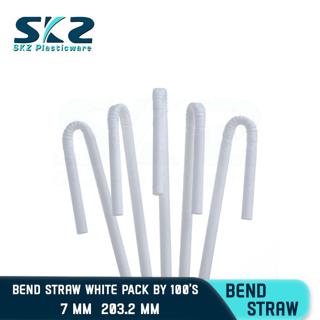 SKZ INDIVIDUALLY WRAPPED BENDING STRAWS WHITE PACK BY 100'S (DISPOSABLE ...