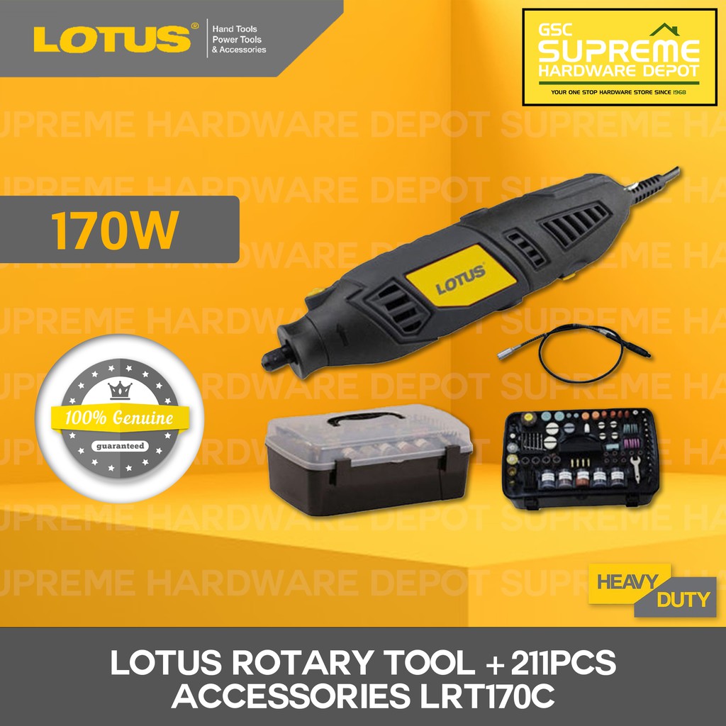 Lotus Rotary Tool Kit Mini Die Grinder w 211pcs Accessories LRT170C