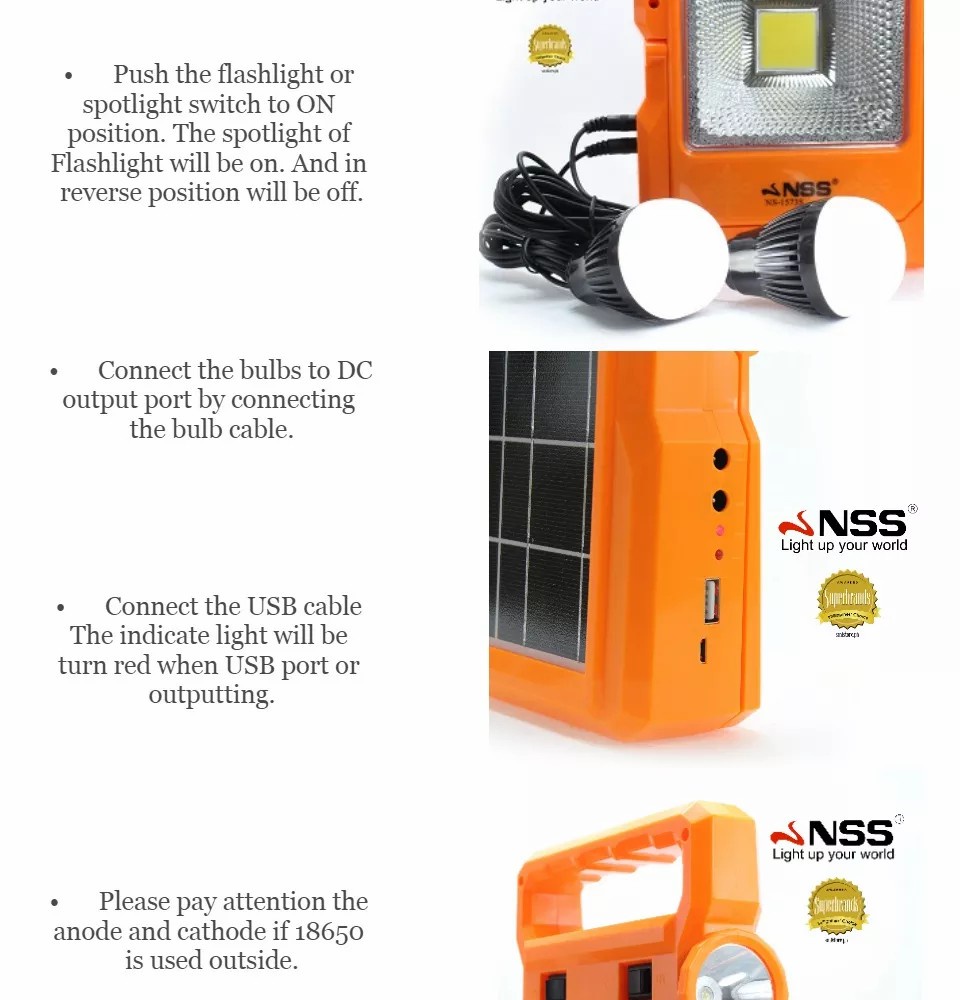NSS Solar Lighting System Portable Emergency light Outdoor Solar light ...