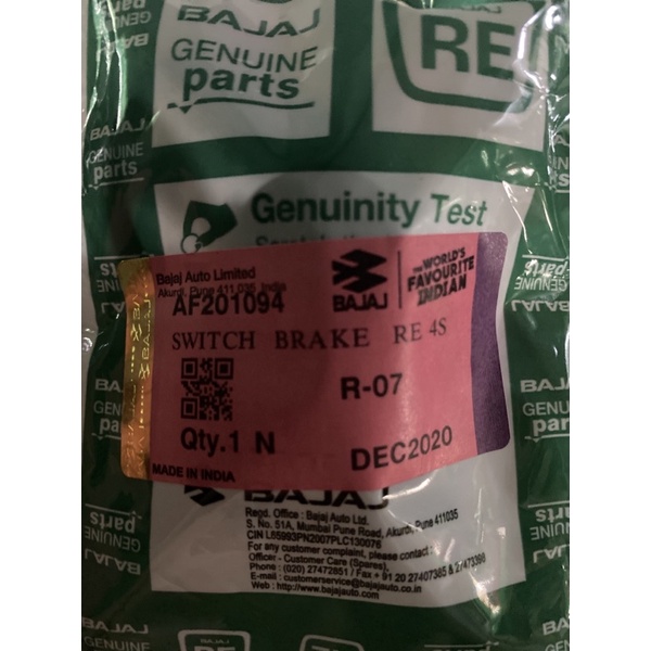 Bajaj RE Genuine Switch Brake | Shopee Philippines