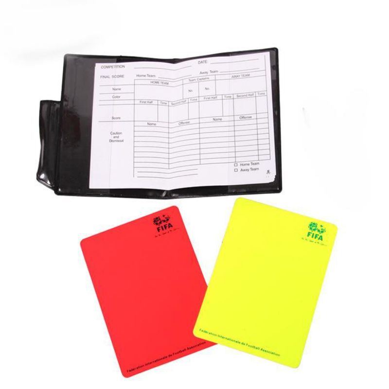 Football referee card with pen and notebook - Red card and yellow card ...