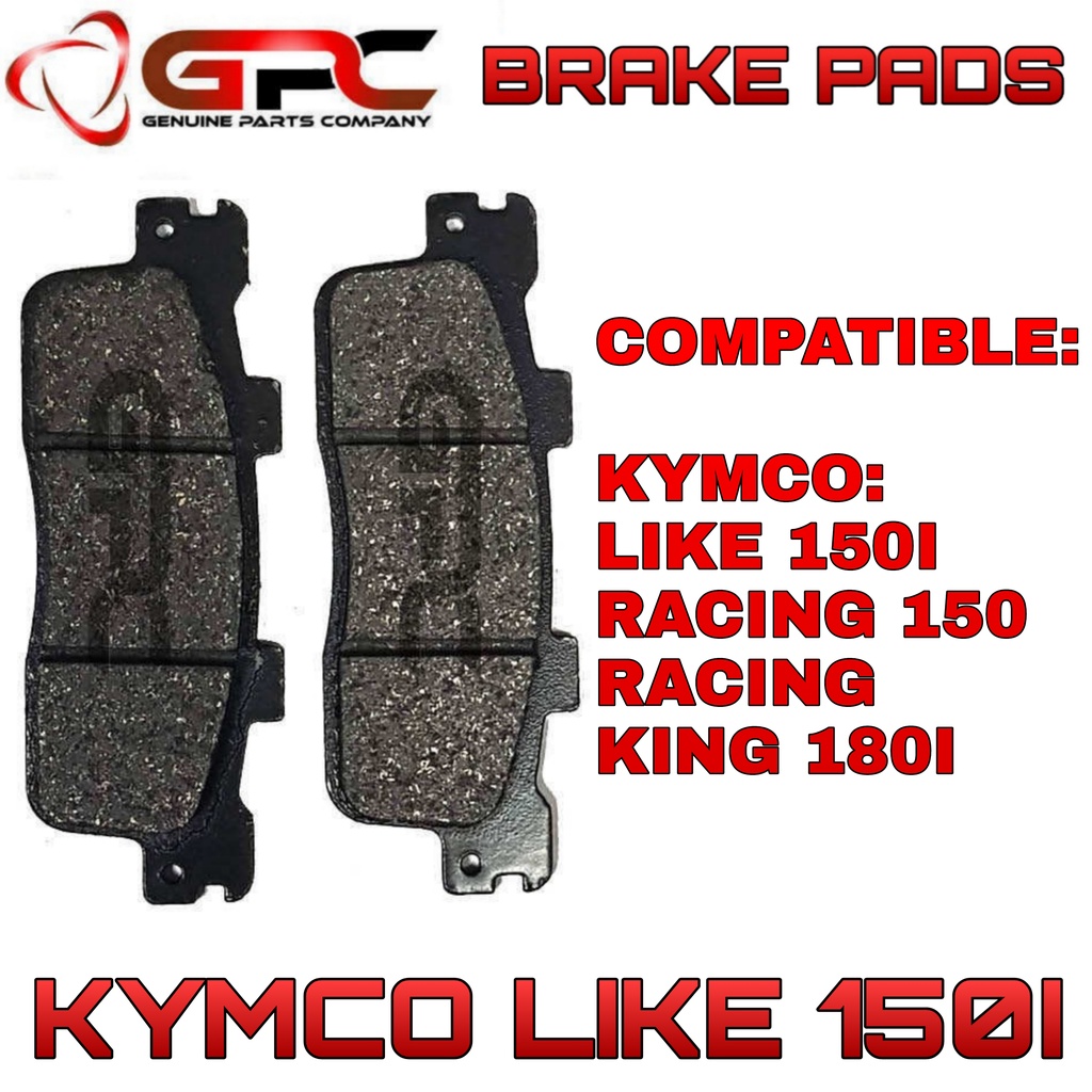 GPC Brake Pads for KYMCO Like 150i Rear, Racing 150 Front & Rear ...