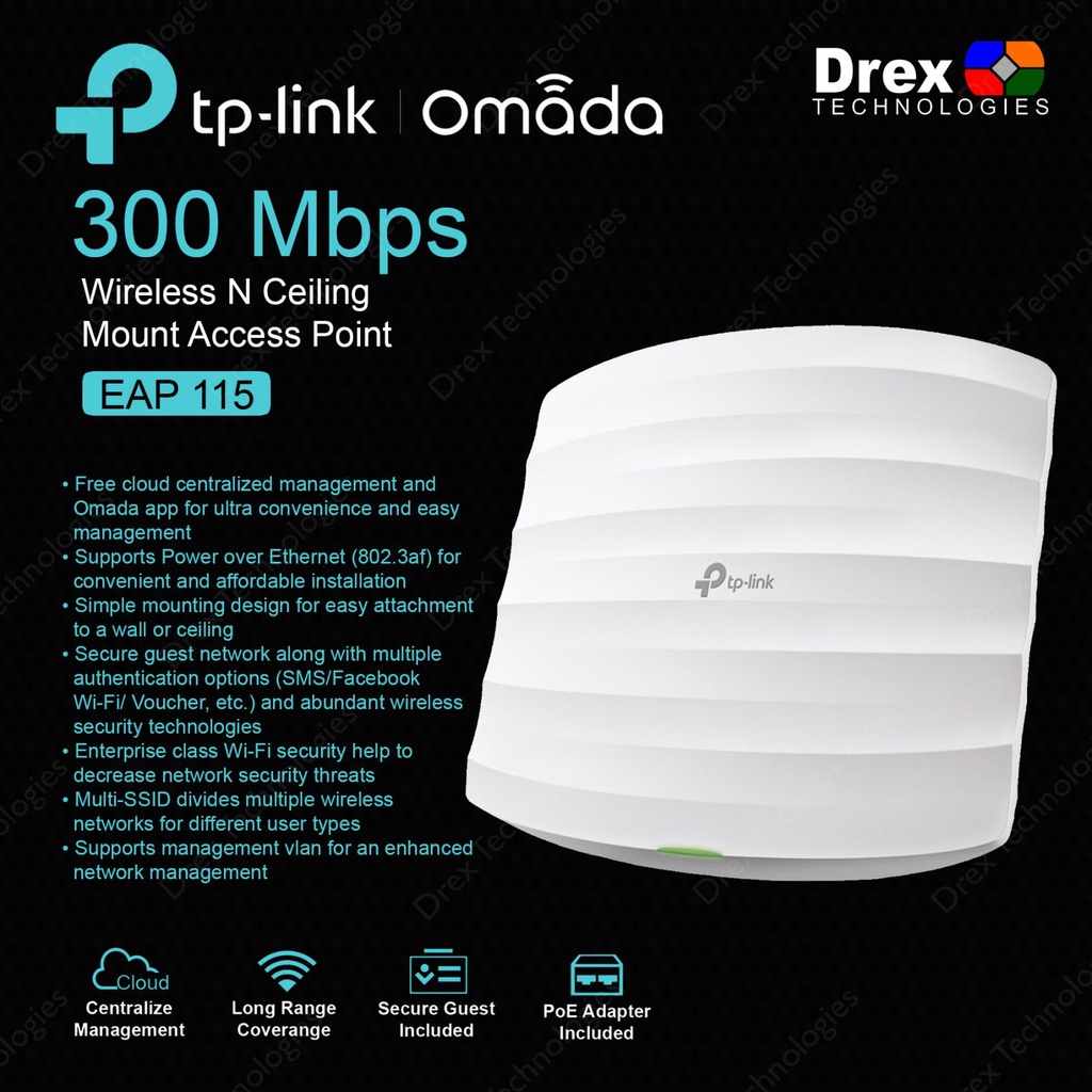 TP-LINK TL-EAP 115 300 Mbps Wireless N Ceiling Mount Access Point ...