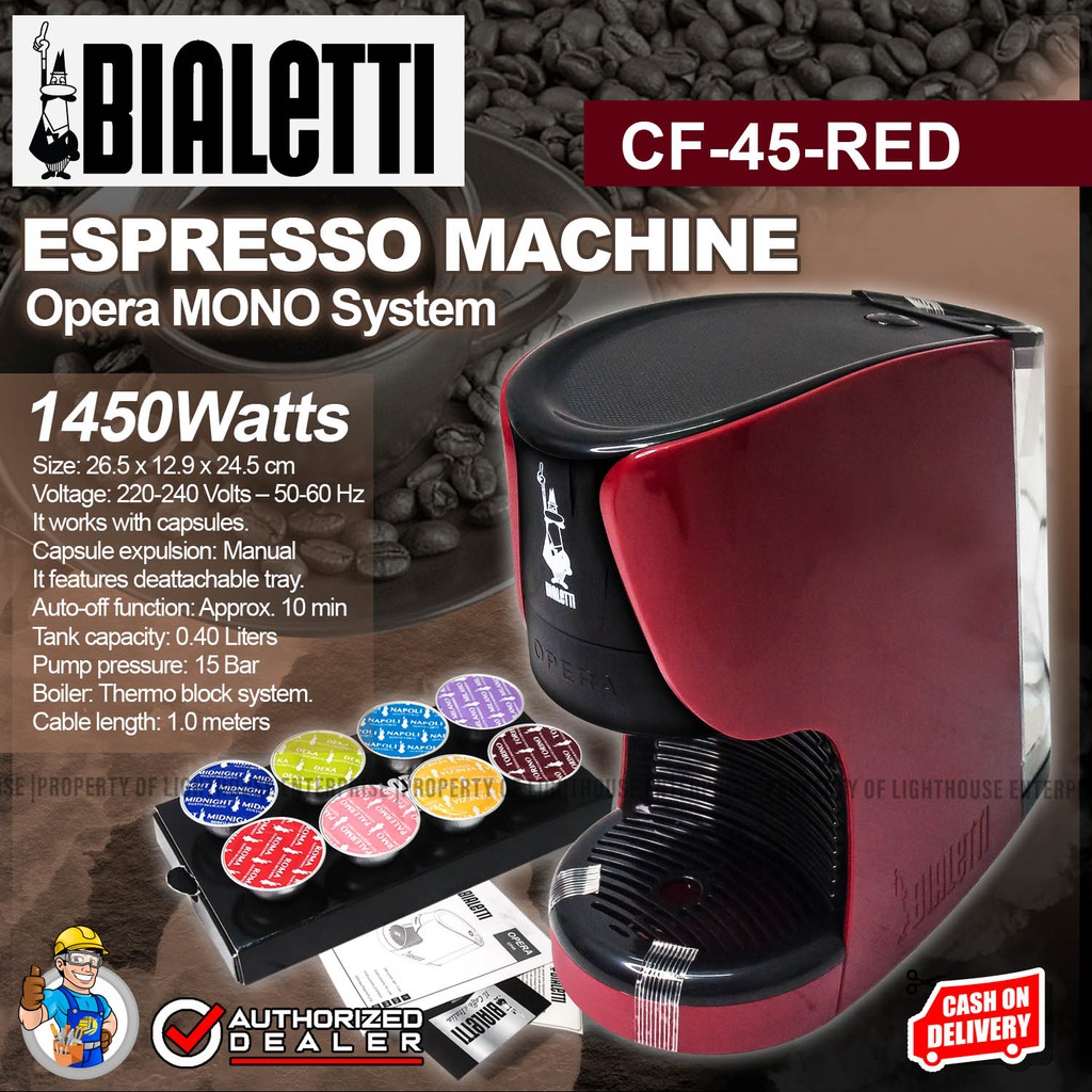 BIALETTI 1450W Espresso Machine Opera MONO System (CF-45-Red) | Shopee ...