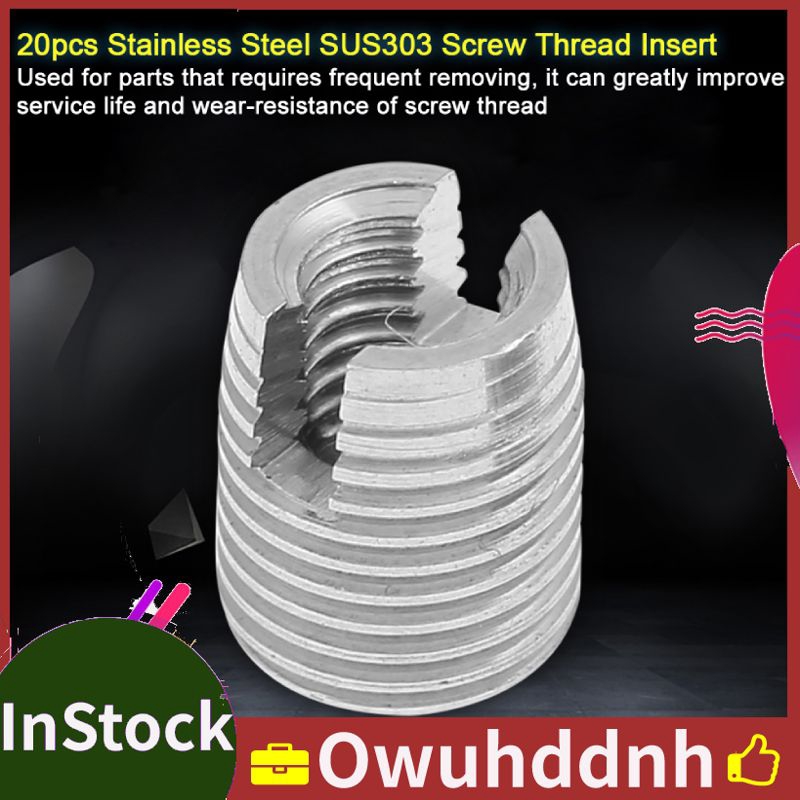 Owuh 20pcs Stainless Steel SUS303 Self Tapping Slotted Screw Thread Insert M3 x 6mm | Shopee ...