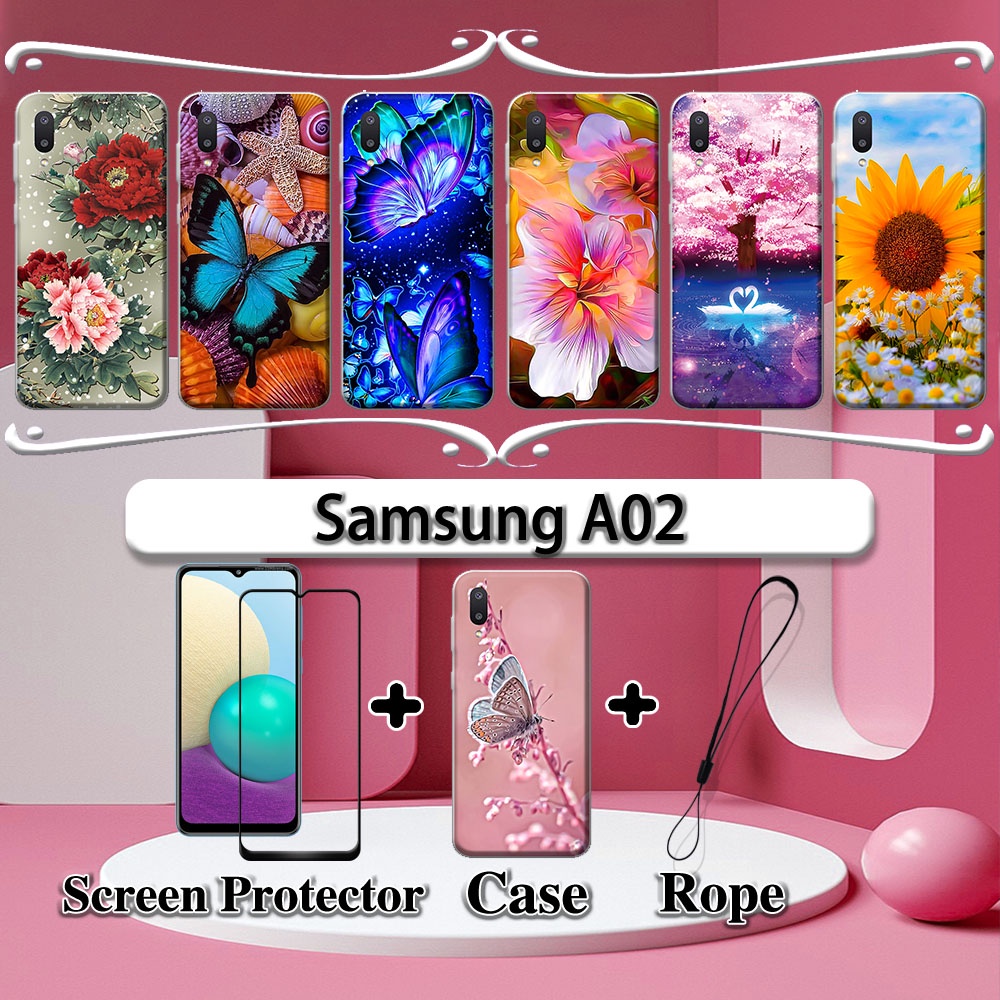 2 IN 1 Samsung A02 Case with Tempered Glass Curved Ceramic Screen ...