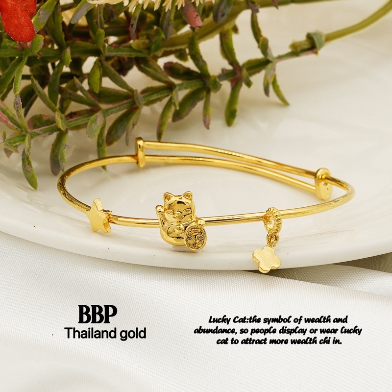 BALFE Lucky charm Thailand gold plated adjustable bangles (BBO~BBN~BBP ...