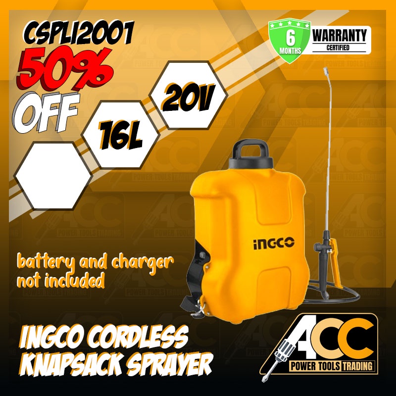 INGCO Cordless Knapsack Sprayer 20V (CSPLI2001) | Shopee Philippines
