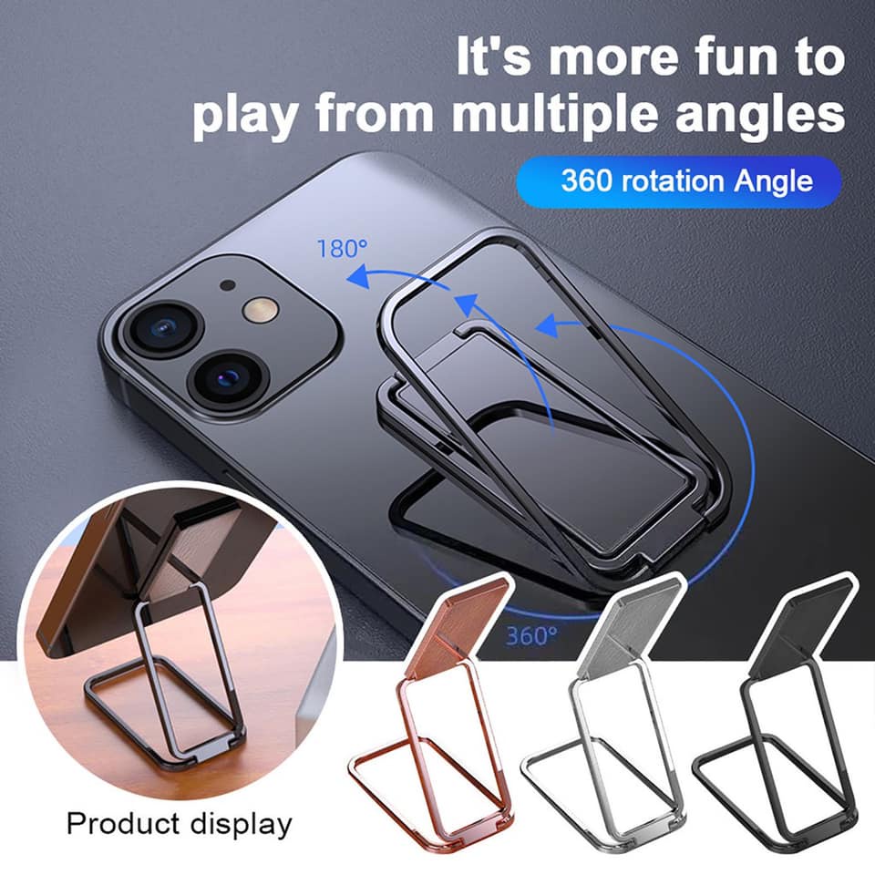 Double Ring Folding Mobile Phone Holder Portable Metal 360° Square ...