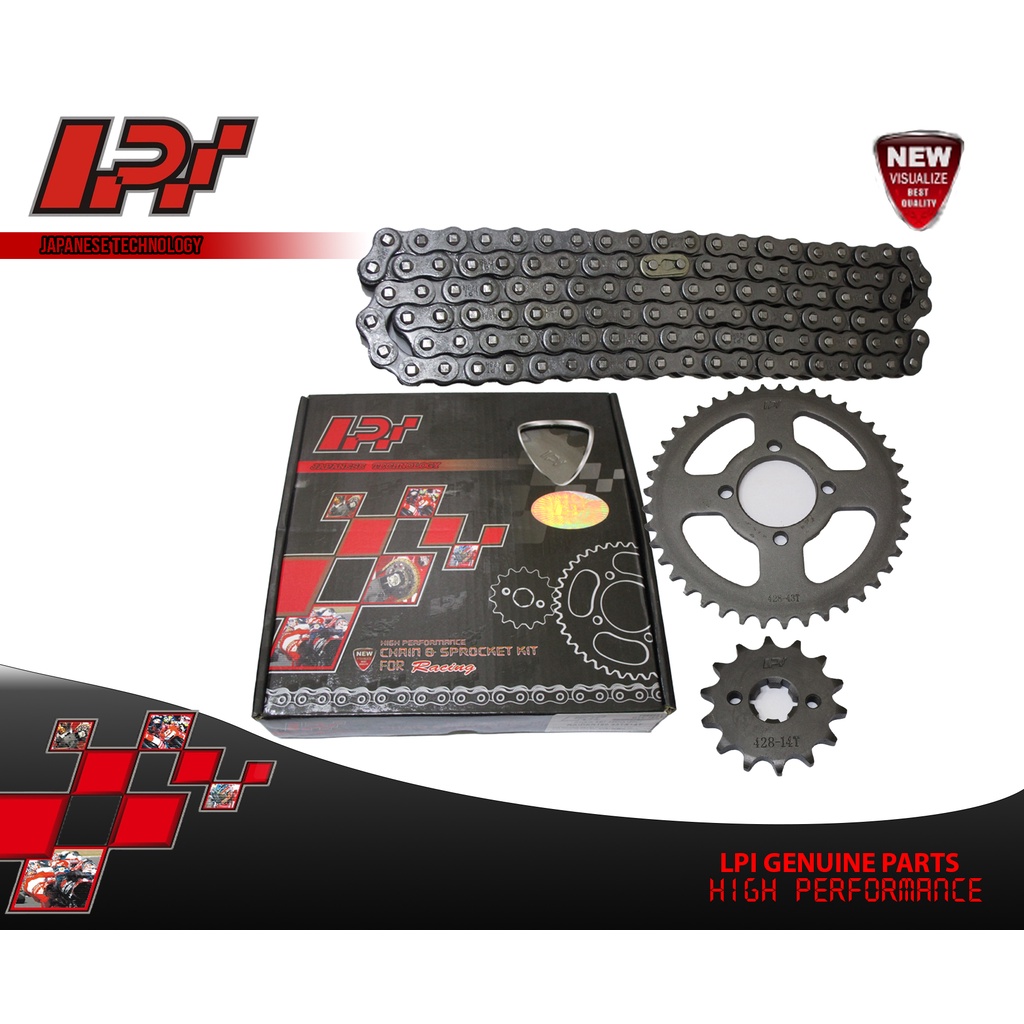 LPI CHAIN SET FOR MOTORCYCLE TMX/BARAKO/BAJAJ/WAVE/XRM/C100/RAIDER ...
