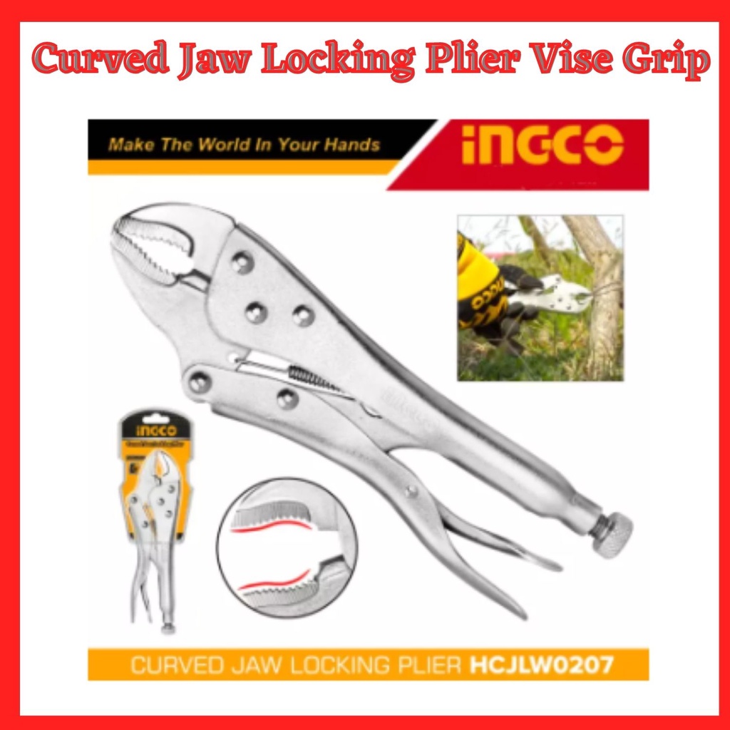 INGCO Curved Jaw Locking Plier Vise Grip 7" HCJLW0207 | Shopee Philippines
