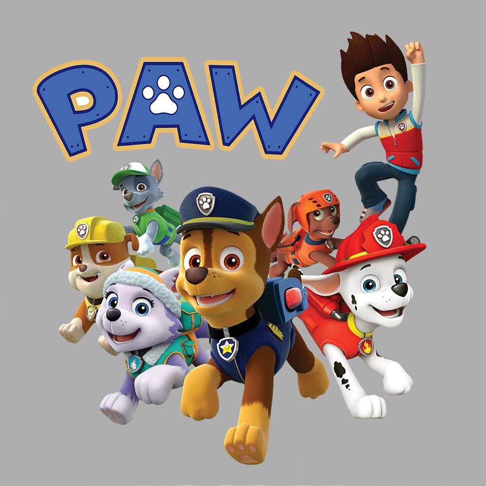 Paw Patrol Cartoon Character Ironing Heat Transfer Clothing Sticker DIY ...