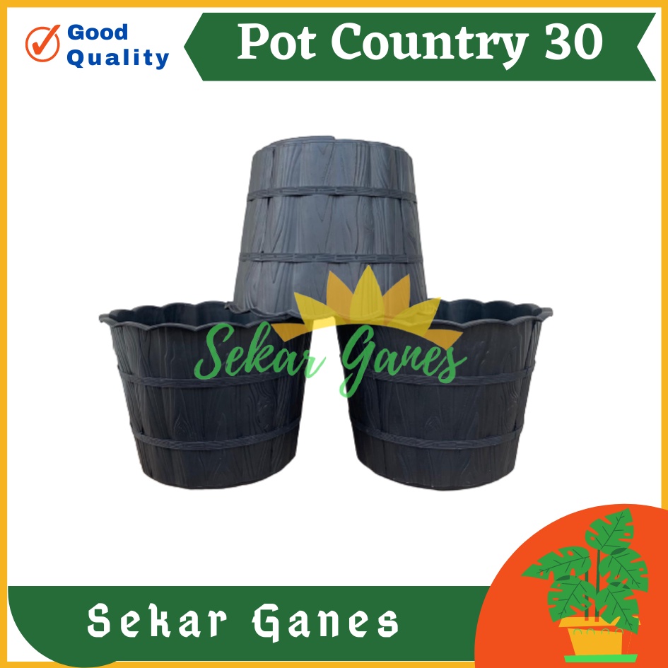 Shallom Country Pot 30 Black Beautiful Thick Wooden Barrel Motif Pot ...