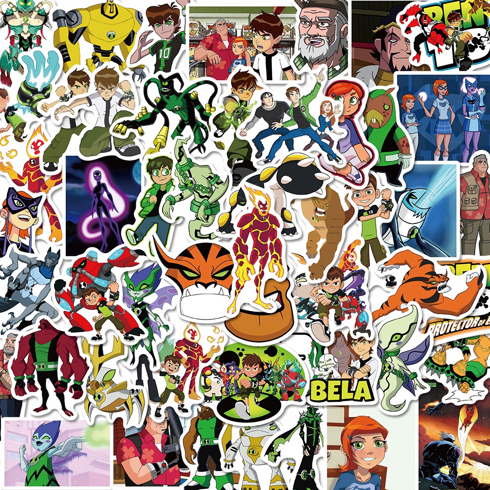 50pcs Anime Ben 10 Cartoon Stickers Children's Fun Stickers Laptop ...