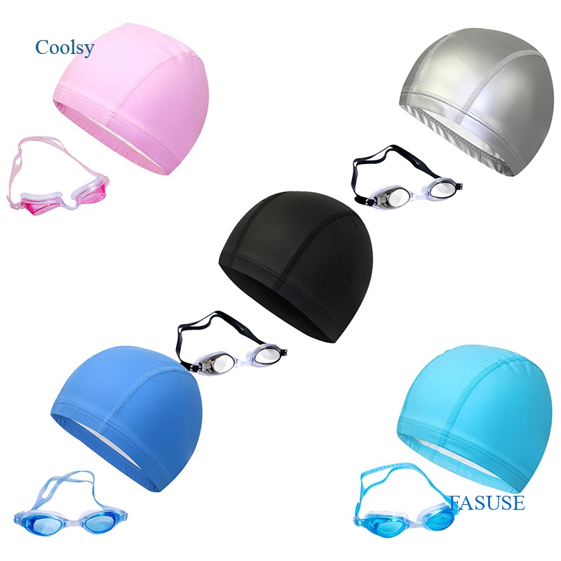 COOLSY Adult Swimming Goggles Swimming Cap Set Elastic Swimming Pool ...