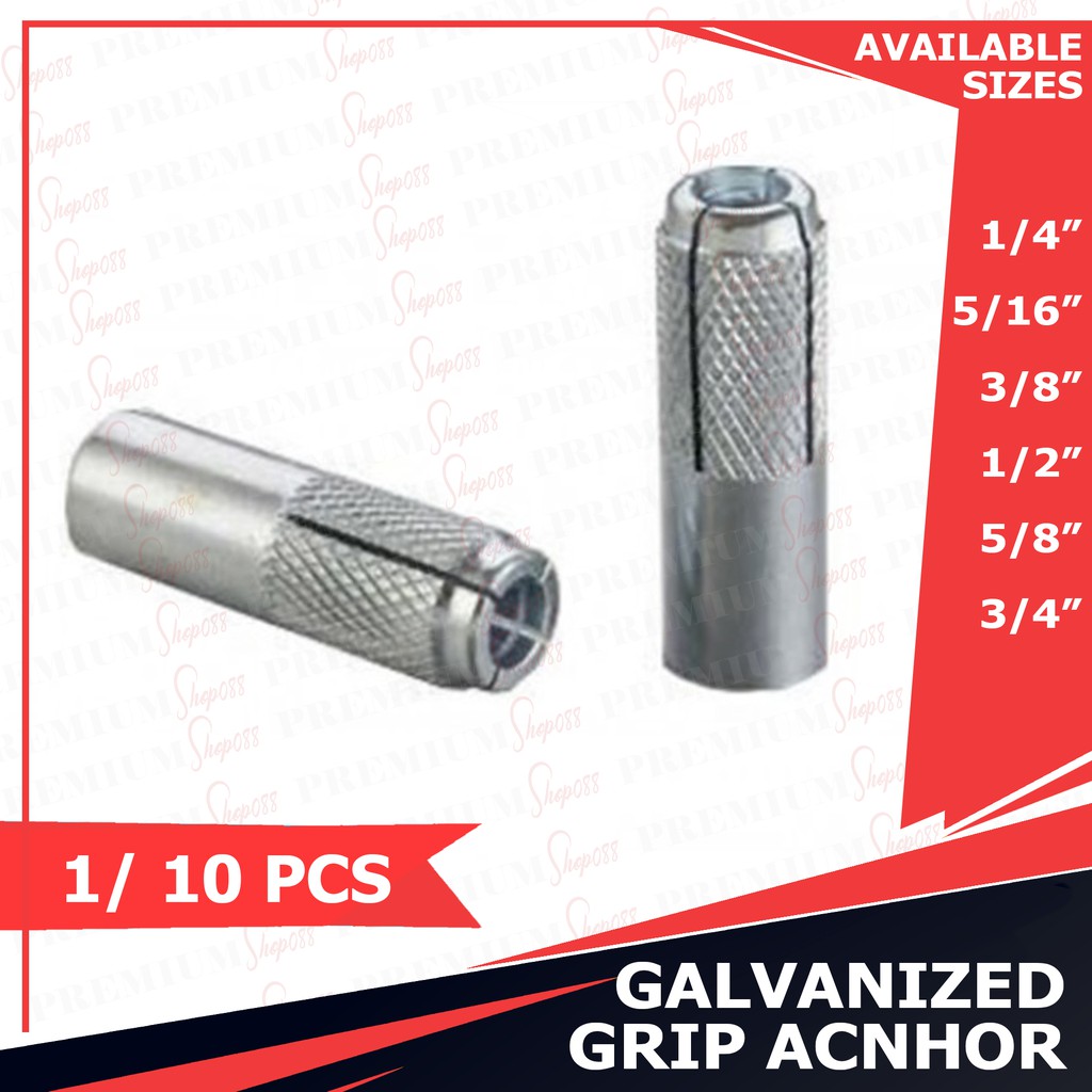 10pcs 1/4 , 5/16 , 3/8 , 1/2 , 5/8 , 3/4 Grip Anchor Drop In Anchor ...