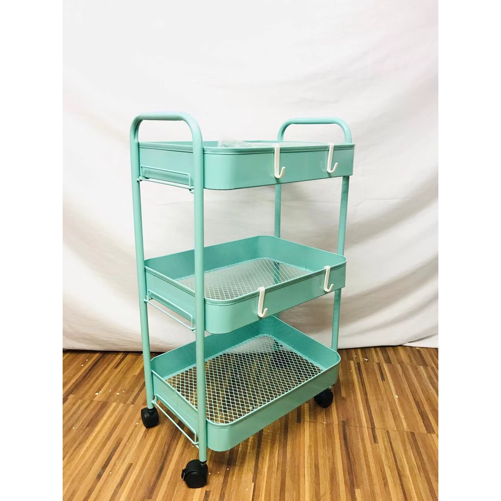 3 layer storage trolley Kitchen Rolling Utility Cart | Shopee Philippines