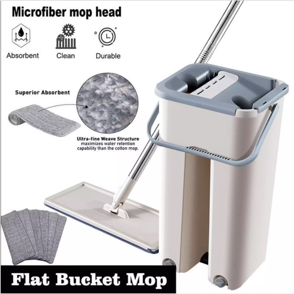 Original Flat Mop Tool 2in1 360 Spin Mop Hand Free Squeeze Dry Floor ...