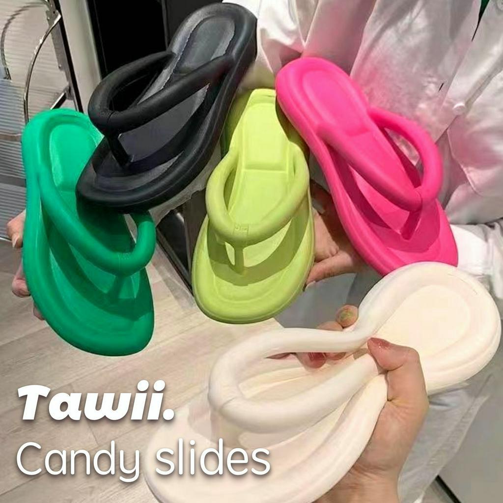 Candy flip flops beach slippers for women soft sandals beach slides ...