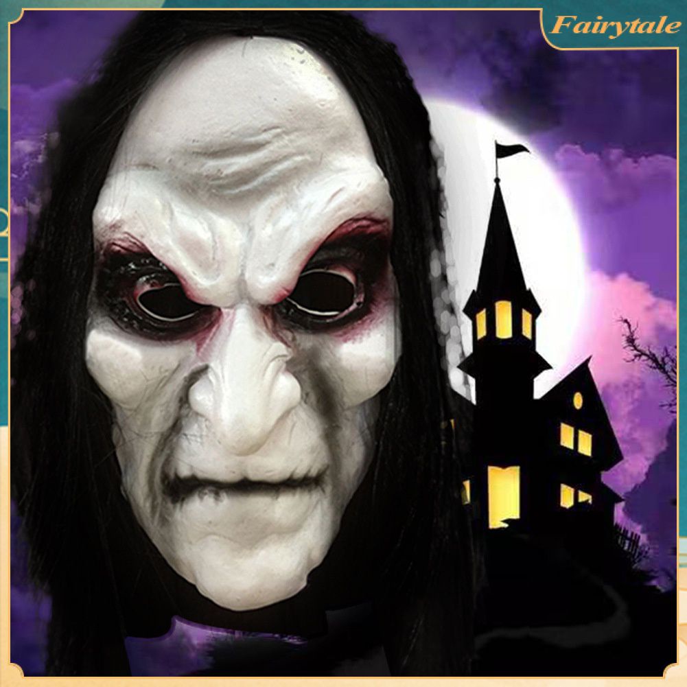 Scary Black Long Hair Blooding Ghost Mask Halloween Zombie Mask Cosplay ...