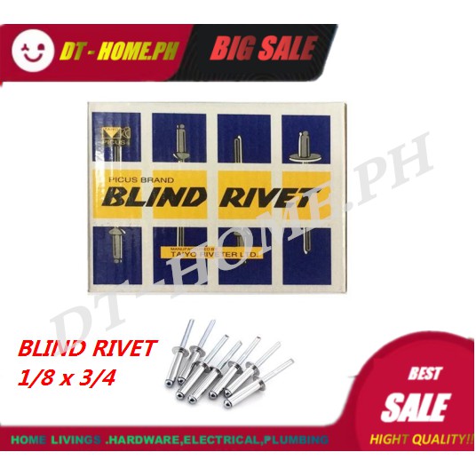 PER BOX--BLIND RIVETS/LOW PRICE 1/8x1/2, 1/8x3/4, 5/32x3/8, 5/321/2, 5 ...