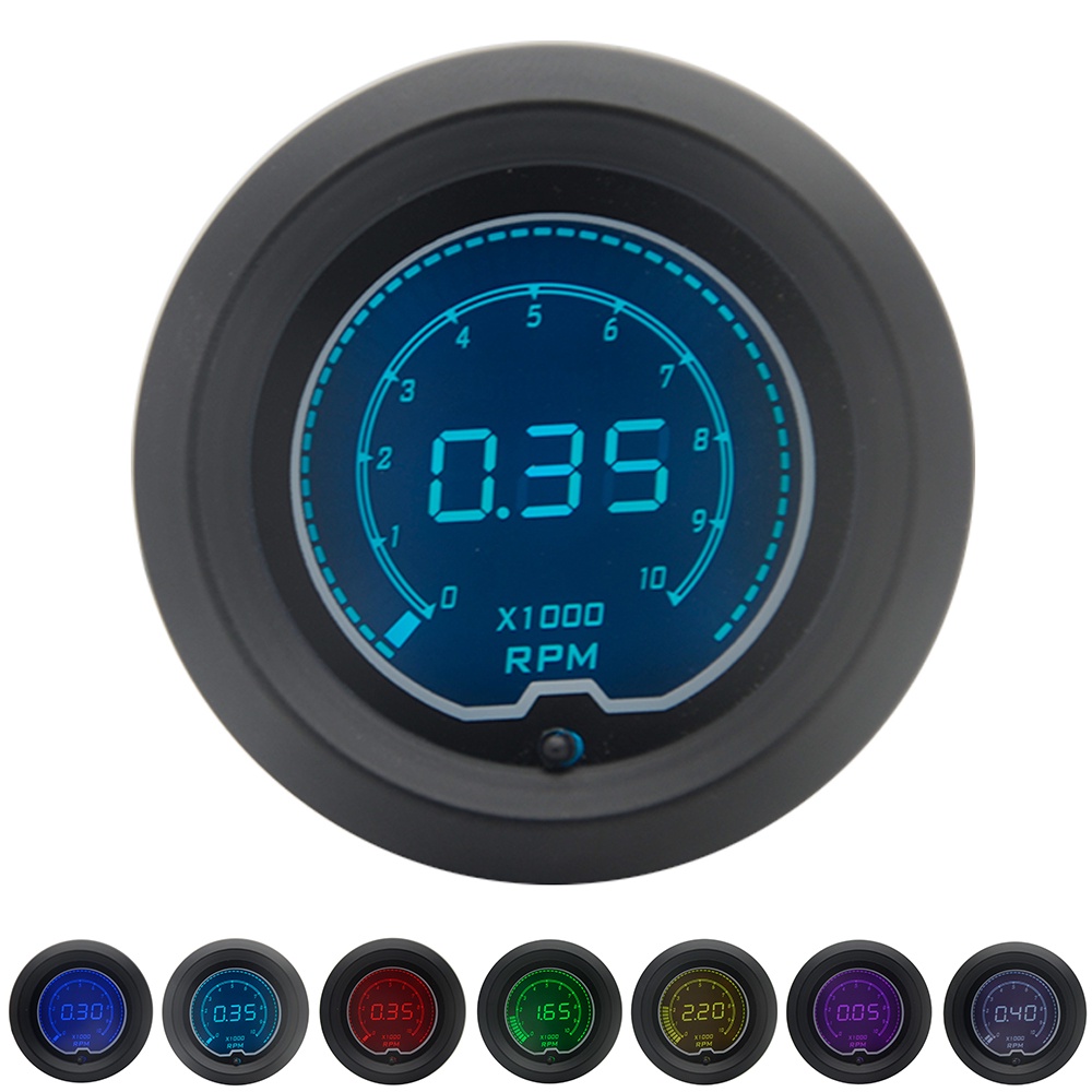 52mm LCD Digital 7 Color Display Tachometer RPM Gauge Fit For 4 6 8 ...