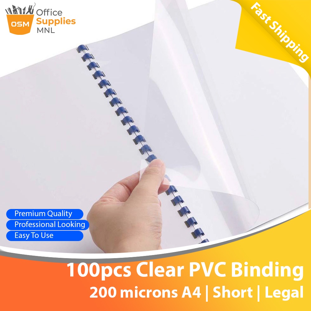 100sheets PVC Binding Cover Clear 200 microns A4 | Short | Legal High ...