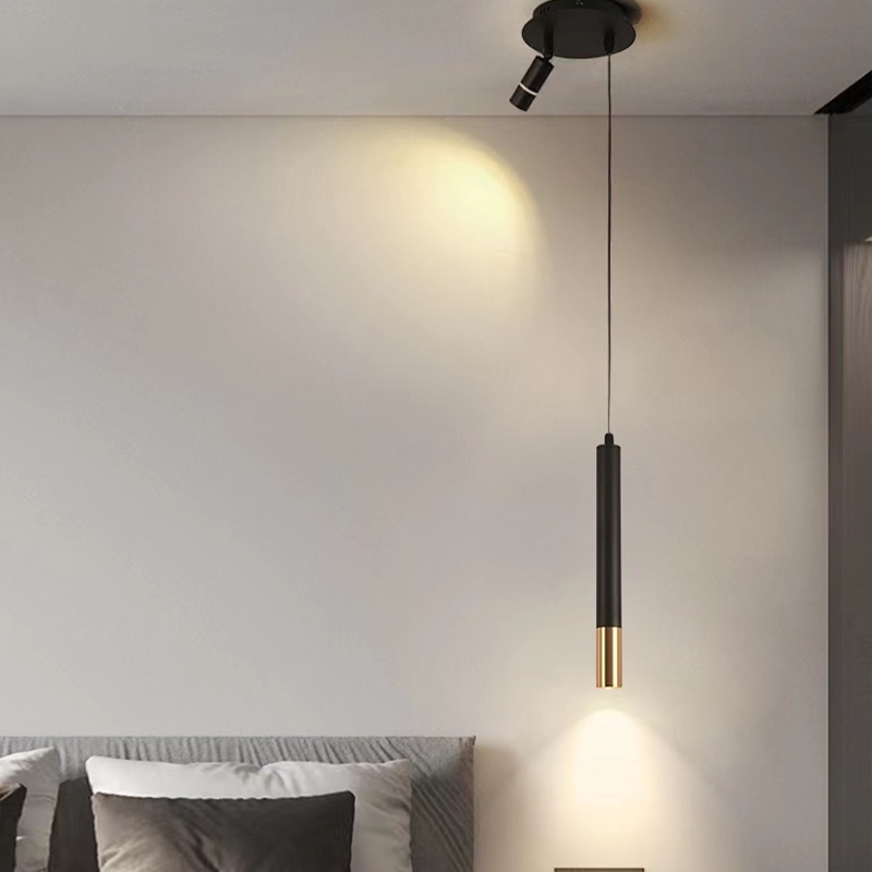 Modern Bedside Pendant Light With Spotlight Minimalist Bedroom Lamp Led ...