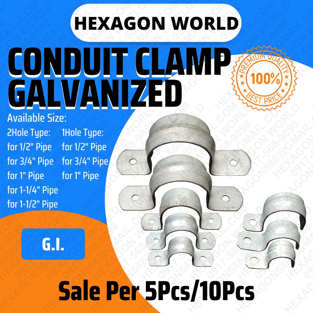 Galvanized Conduit Pipe Clamp for G.I. Pipe 1Hole or 2Hole | Shopee ...