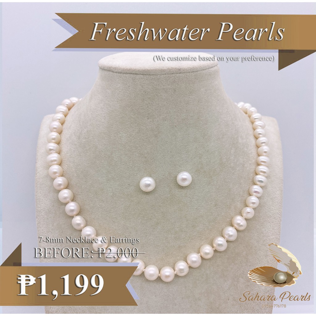 7-8MM Necklace Real Freshwater Pearl (3 colors) | Shopee Philippines