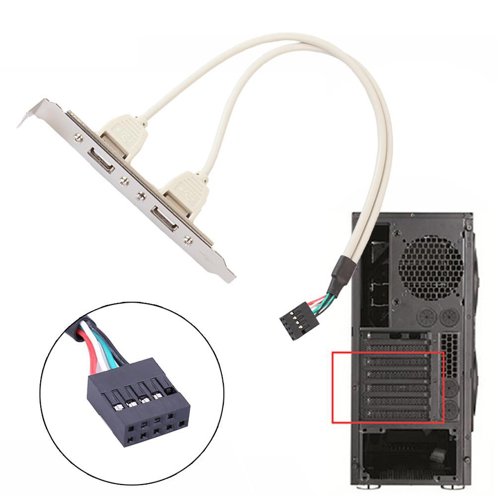 (PROMO)2 Ports USB 2.0 Female to 9 Pin Motherboard Header Cable Adapter ...