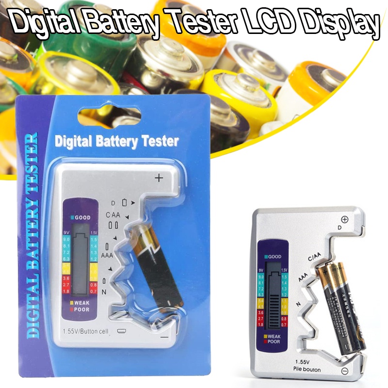Digital Battery Tester LCD Display C D N AA AAA 9V 1.5V Button Cell ...