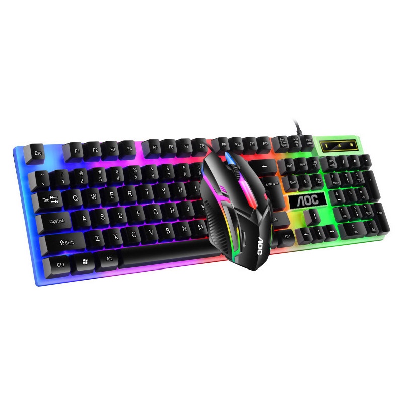 AOC KM100 Luminous Wired Keyboard and Mouse Set | Shopee Philippines