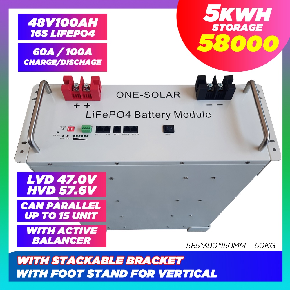 One Solar Lifepo4 Battery 16S 48V100AH Stand or Stackable | Shopee ...
