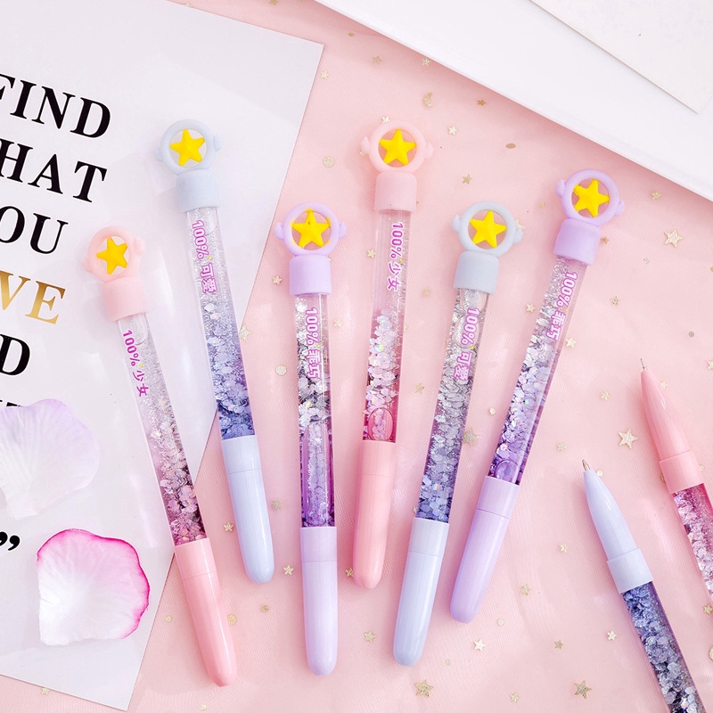 Star scepter quicksand pen cute student into oil magic wand liquid ...