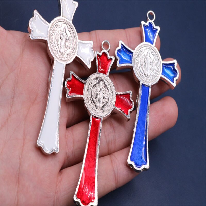 1 piece of colorful enamel silver crucifix double-drawing Catholic ...