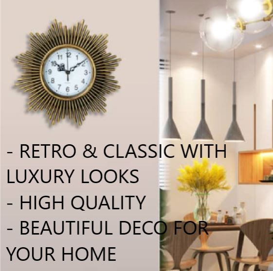 JAM DINDING CLASSIC & RETRO WITH GOLD LUXURY LOOKS | Shopee Philippines